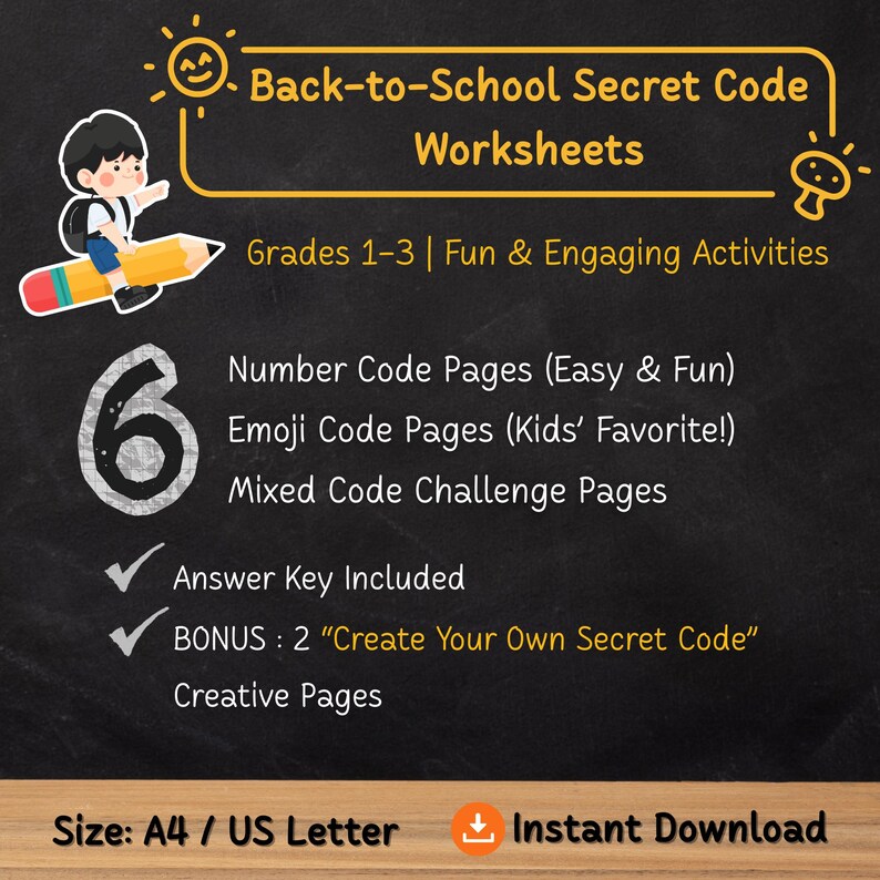 Back-to-school Secret Code Worksheets Bundle | Number, Emoji & Mixed ...
