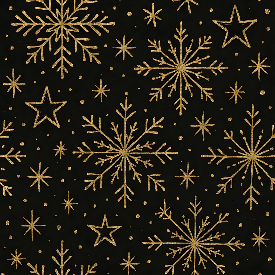 Luxury Gold Snowflake Seamless Pattern – Elegant Black Christmas Design ...