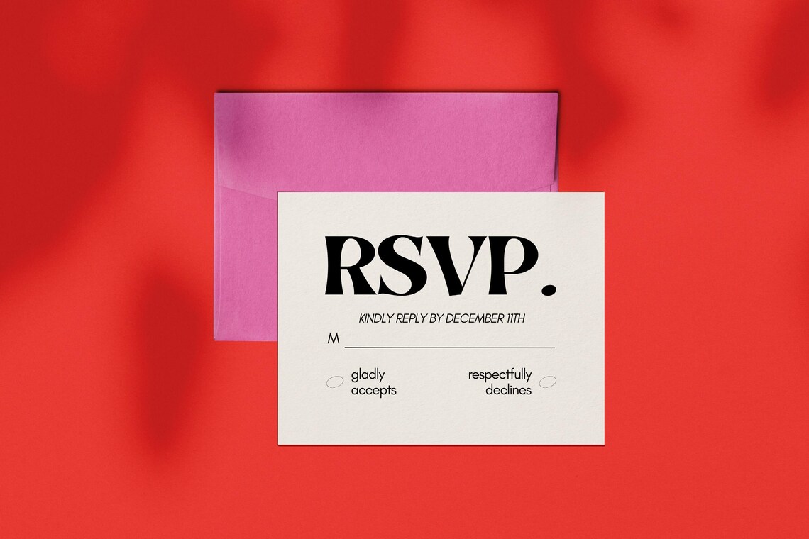PRINTABLE RSVP CARD Template | Rsvp Invitation Insert, Rsvp Postcard ...