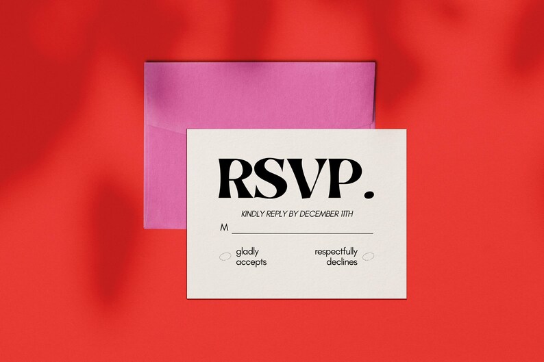 PRINTABLE RSVP CARD Template | Rsvp Invitation Insert, Rsvp Postcard ...