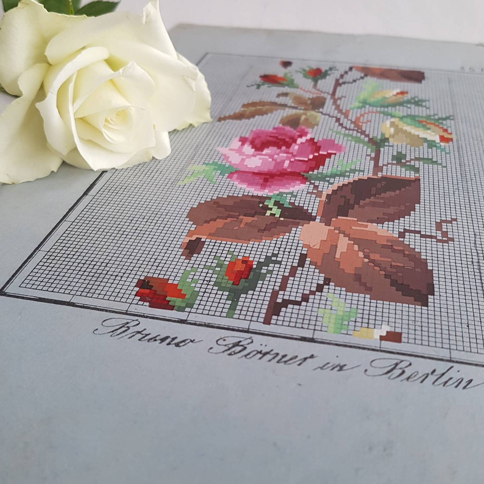 Rose Border - Cross Stitch Pattern . Instant Download PDF - Etsy