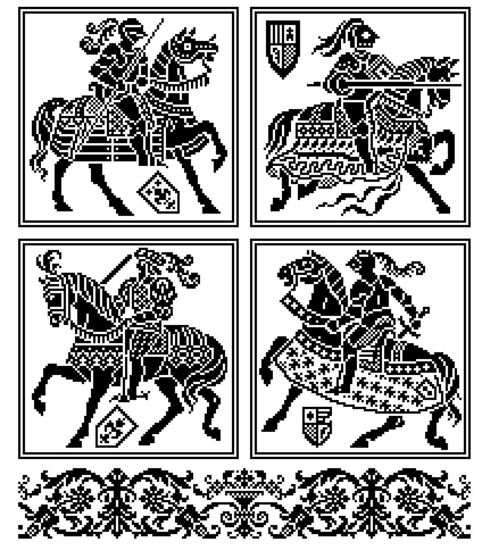 5 Knights Cross Stitch Pattern. Instant Download PDF. - Etsy
