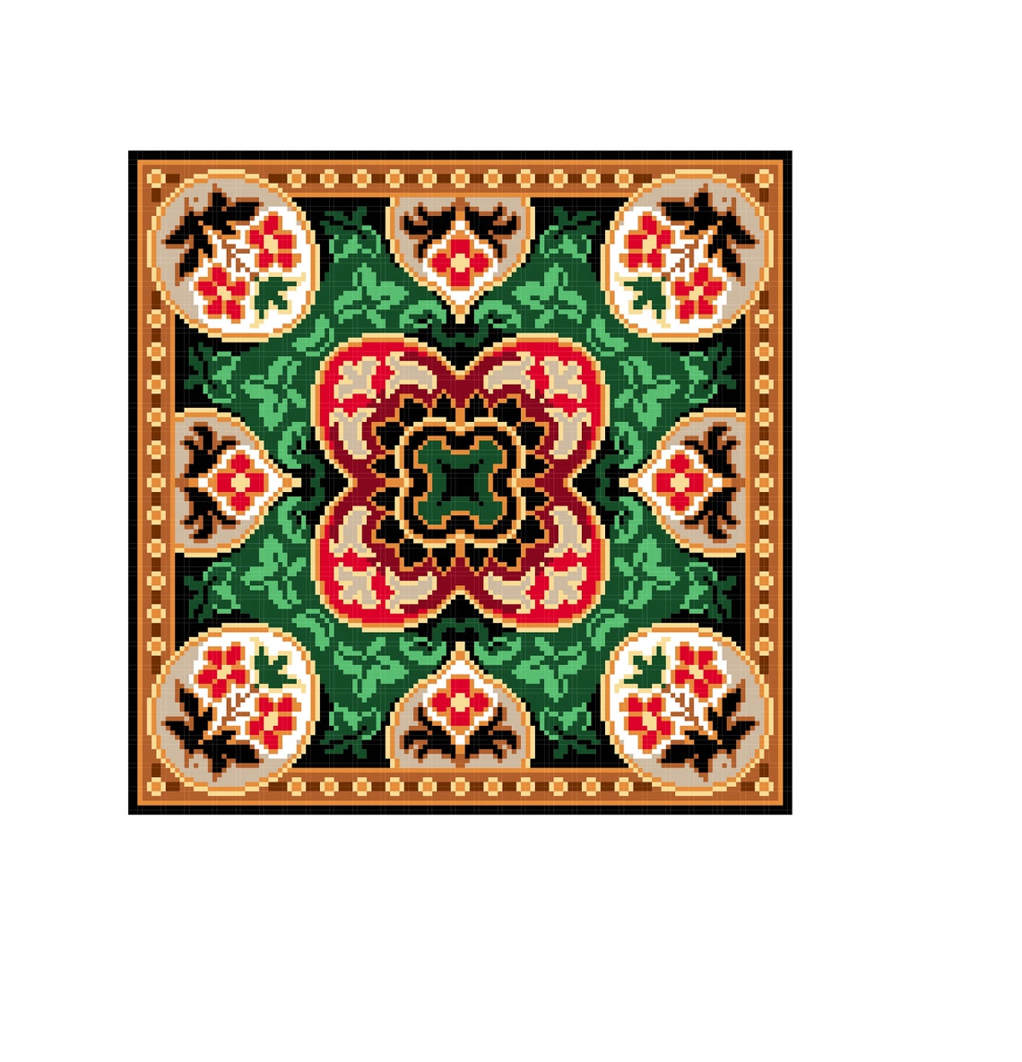Flower Rug. Cross Stitch Pattern. Instant Download PDF. - Etsy