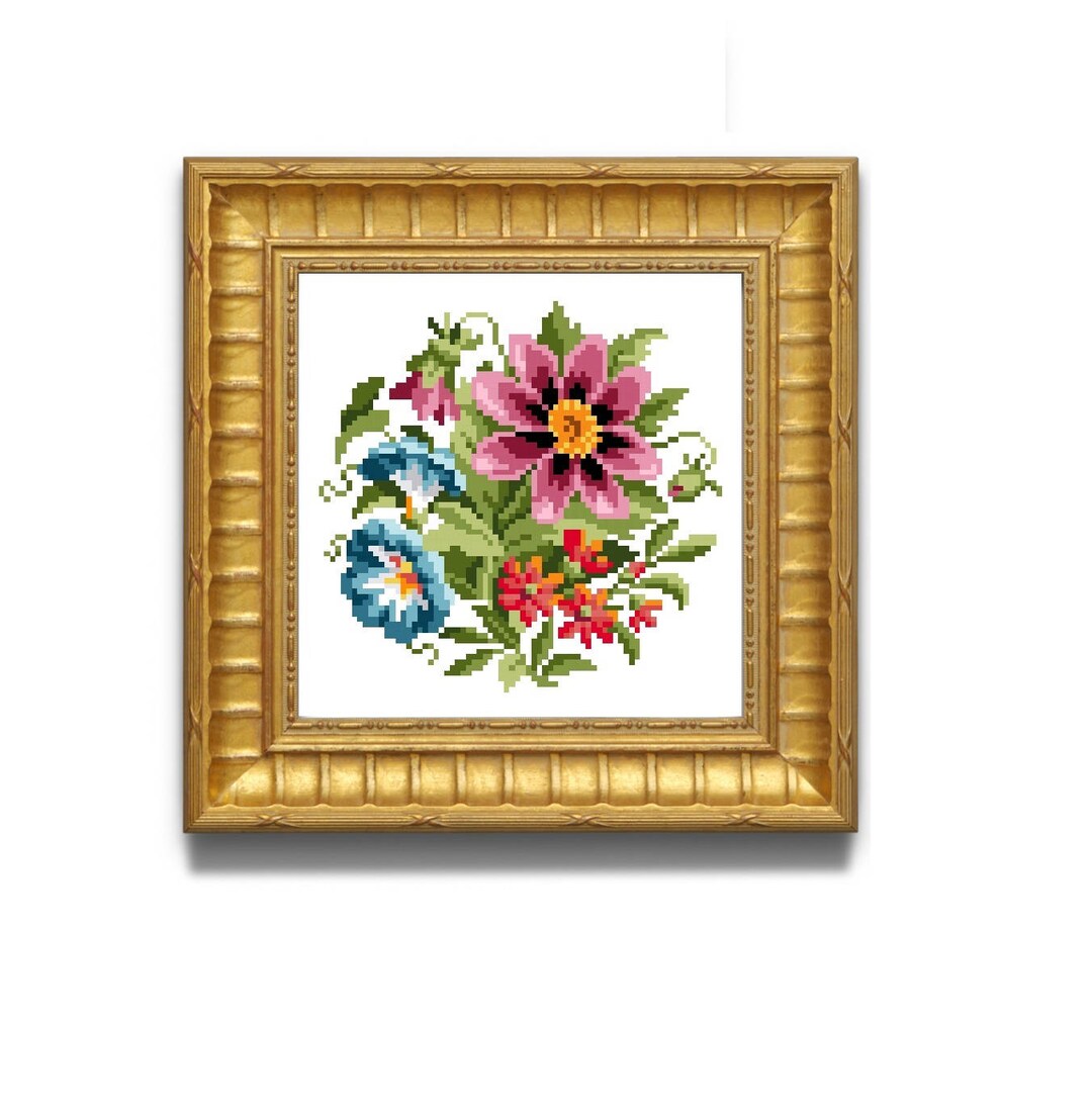 Pretty Flowers. Flower Cross Stitch Pattern. Instant Download PDF. - Etsy
