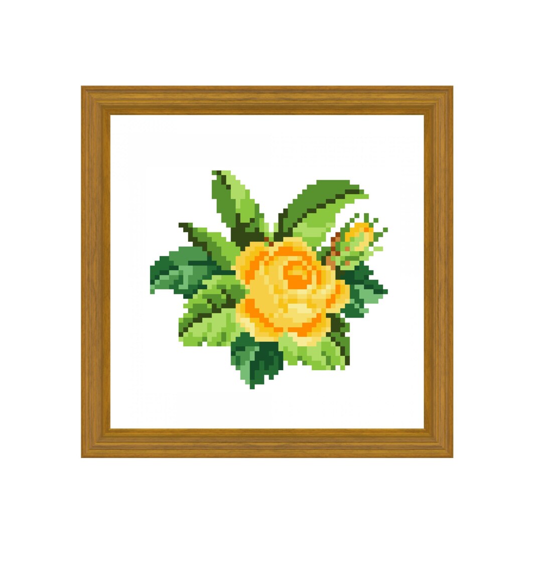 A Yellow Rose. Cross Stitch Pattern. Instant Download PDF. - Etsy