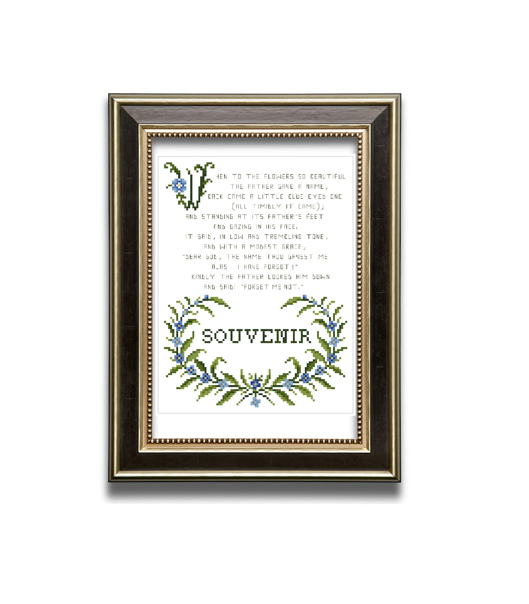 Forget Me Not Poem. Souvenir. Cross Stitch Pattern PDF. Instant ...