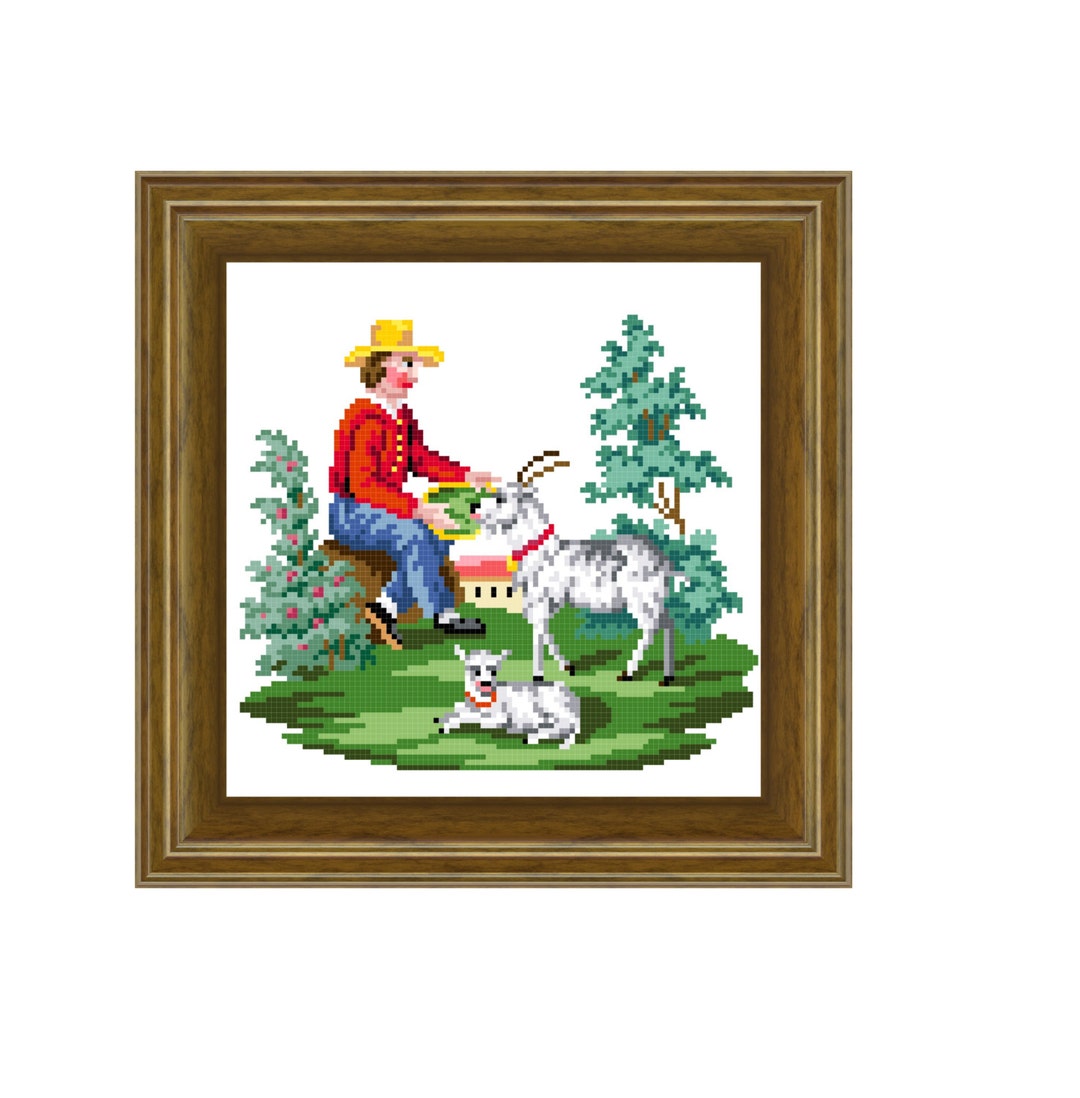 The Goat Herder - Cross Stitch Pattern. Instant Download PDF - Etsy