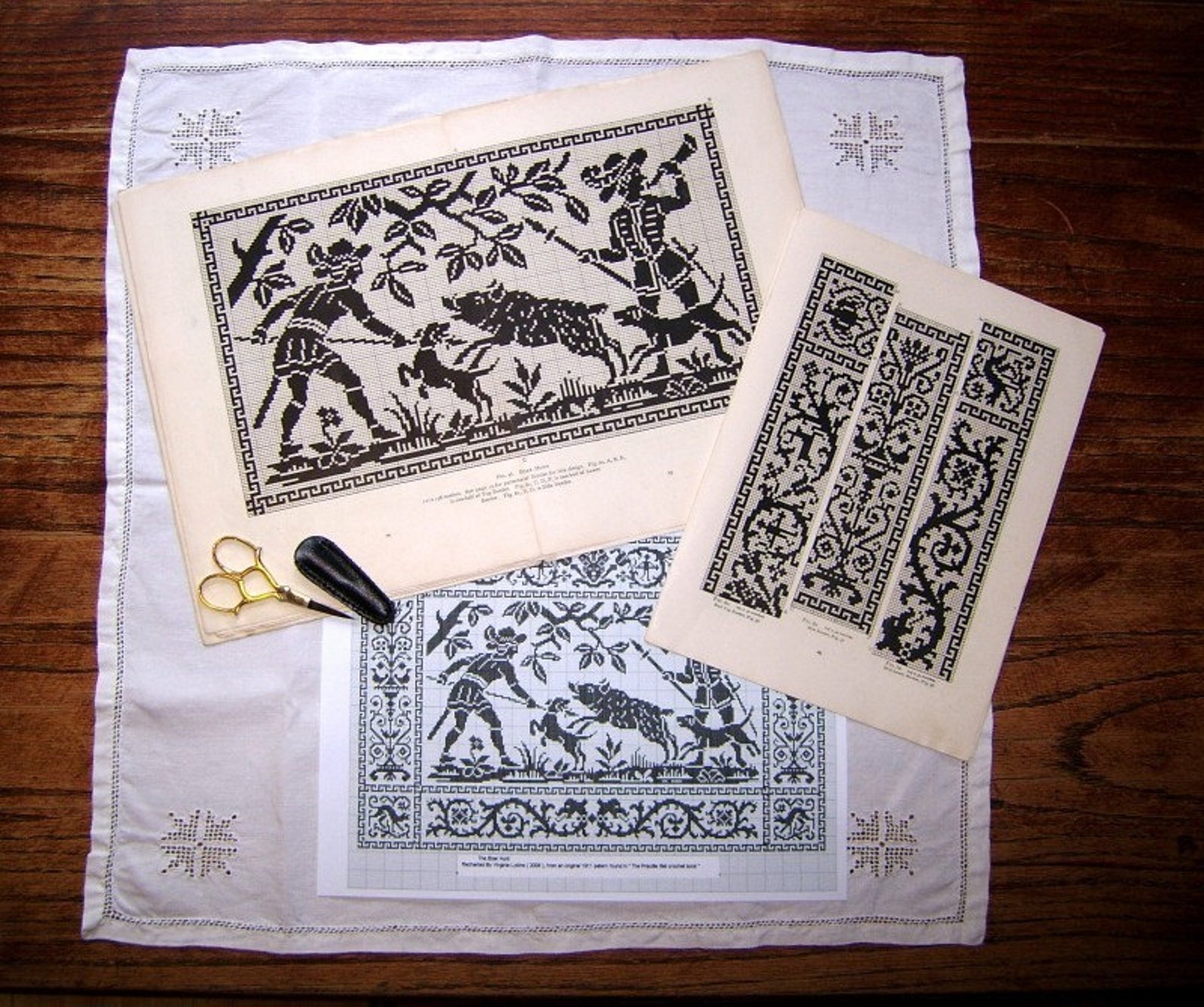 The Boar Hunt. Cross Stitch/filet Crochet Pattern. Instant Download PDF ...
