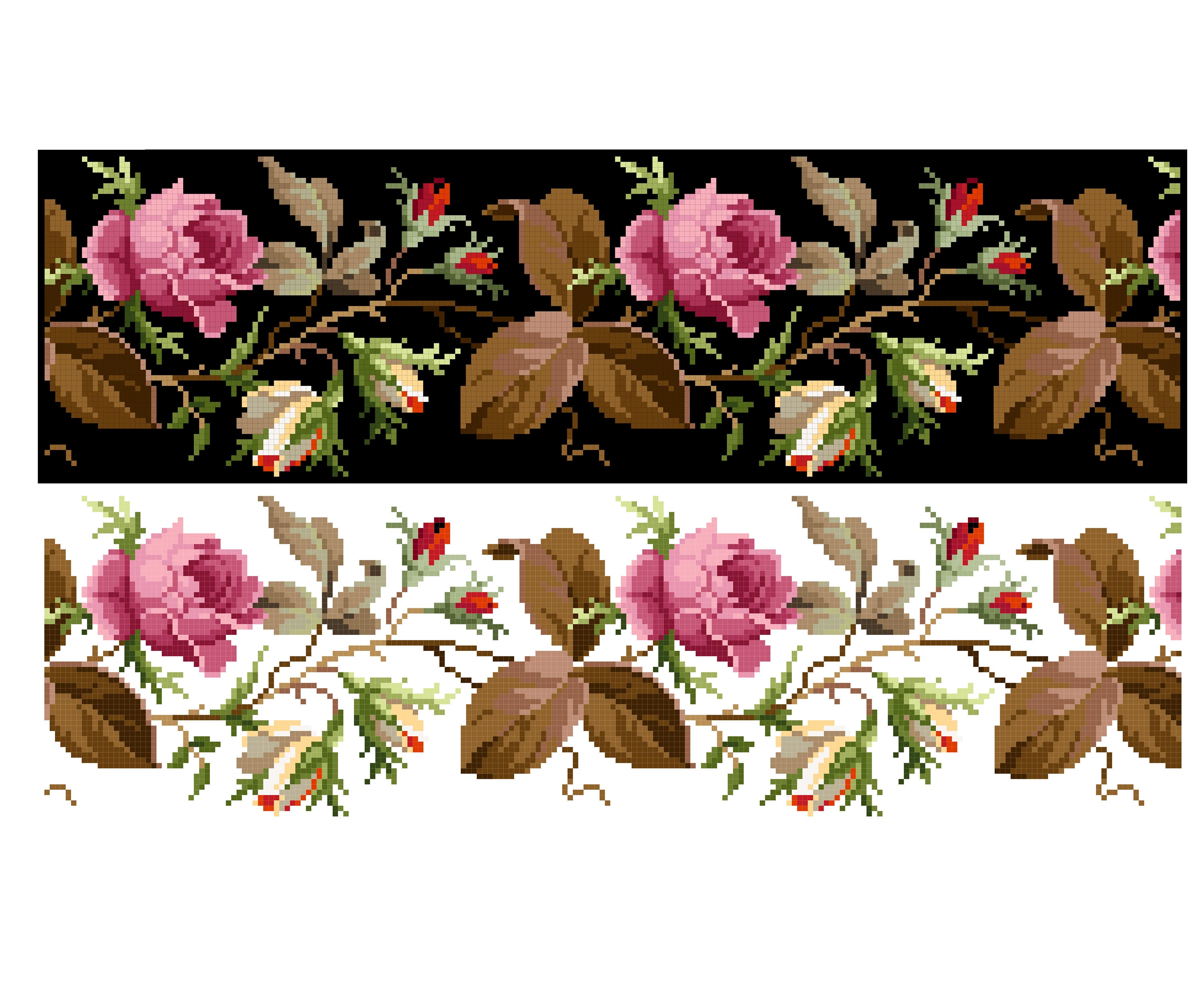 Rose Border - Cross Stitch Pattern . Instant Download PDF - Etsy