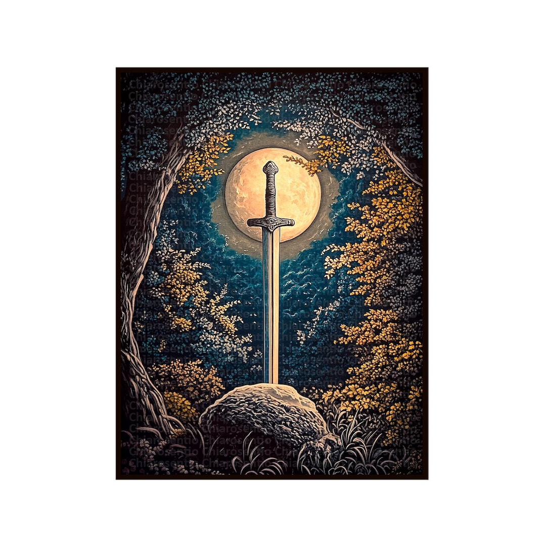 Sword in Stone Myth Painting Arthurian Sword Lore, Magical Room Decor ...