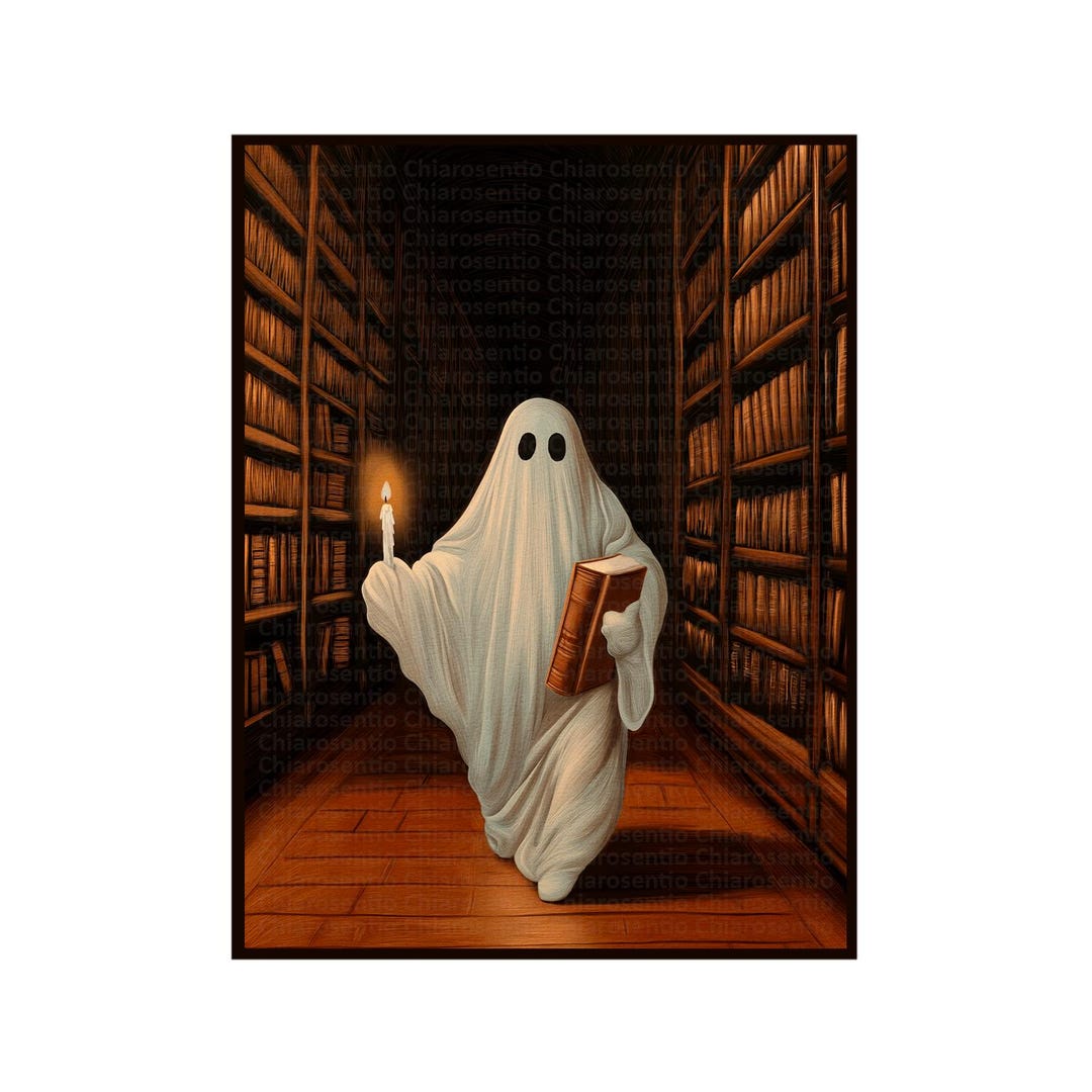 Ghost Holding Candle in Haunted Library Antique Book Room, Creepy ...