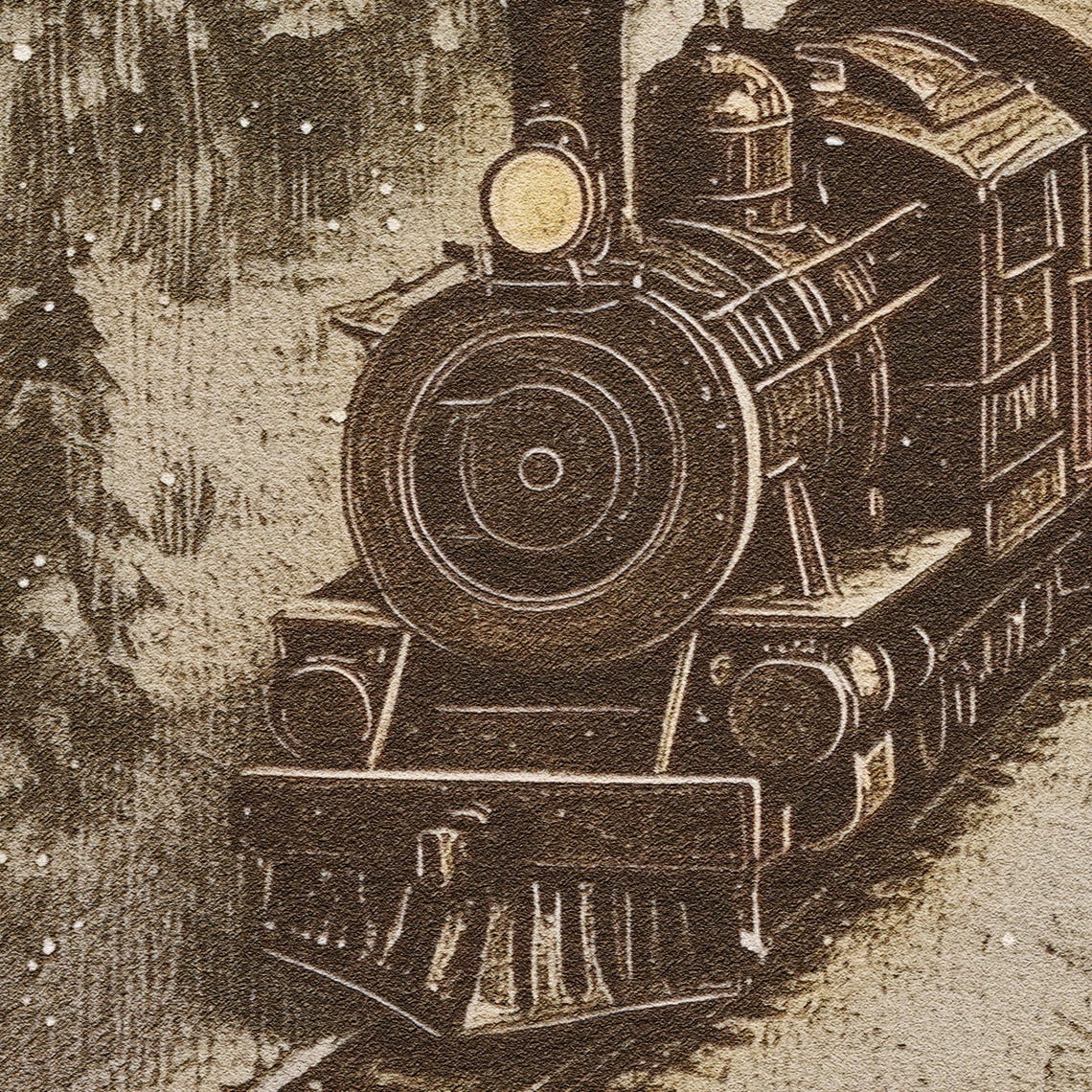 Vintage Christmas Train Art, Nostalgic Holiday Art, Antique Xmas Train ...