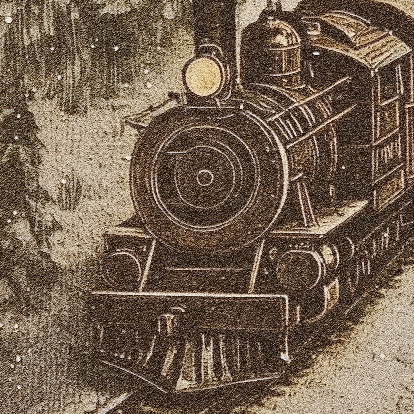 Vintage Christmas Train Art, Nostalgic Holiday Art, Antique Xmas Train ...