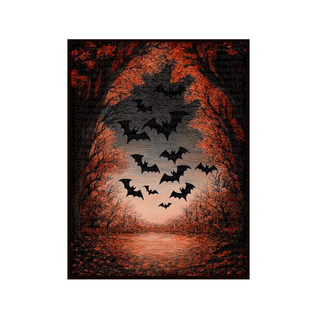 Bat Swarm Soaring at Dusk Gothic Horror Artwork, Dark Fantasy Landscape ...