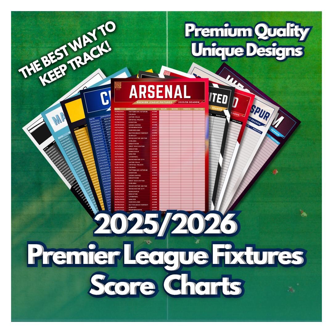 Premier League 2025/2026 Fixtures Poster Wall Chart Football Poster ...