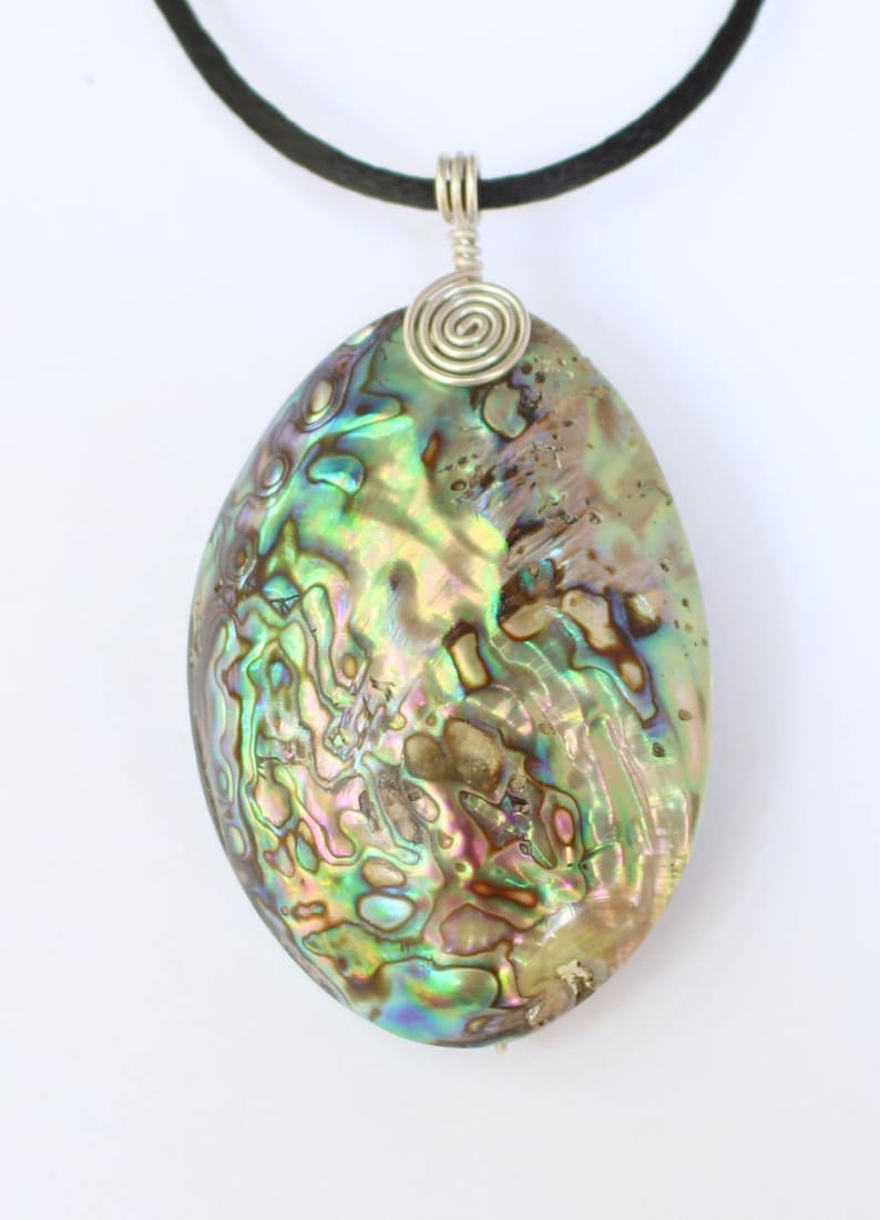 Paua Shell Pendant on Satin Cord - Etsy