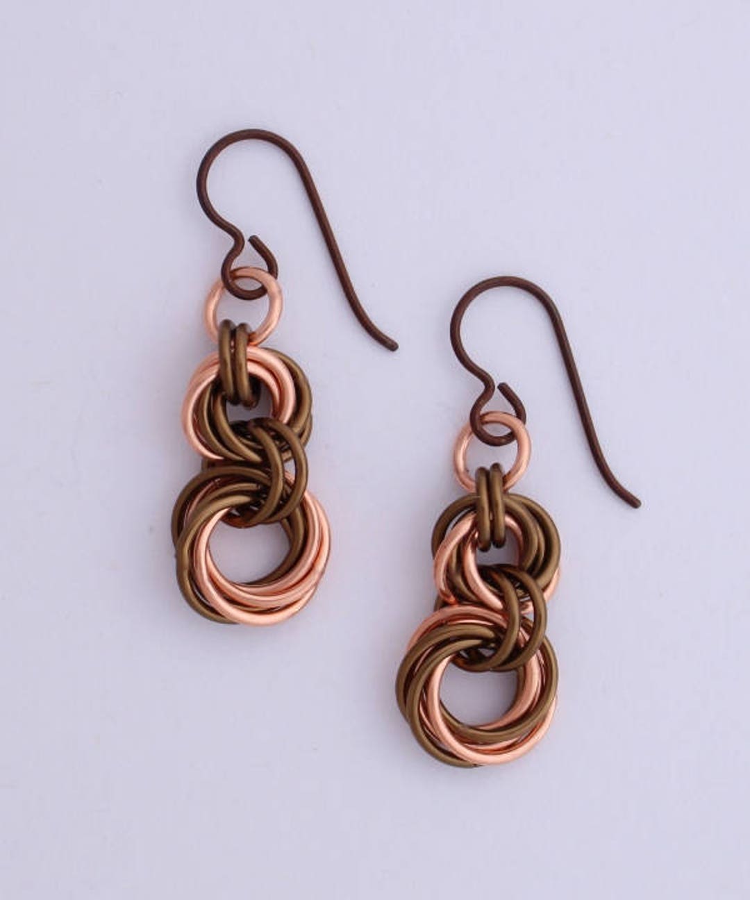 Copper and Antiqued Bronze Double Mobius Earrings - Etsy