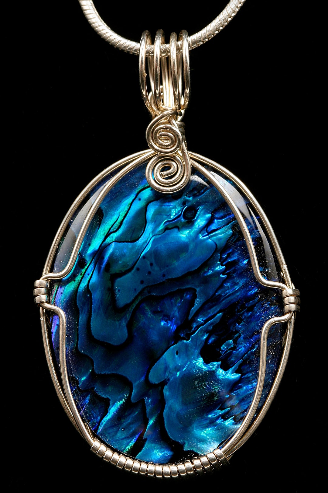 Large Blue Paua Shell Pendant - Etsy