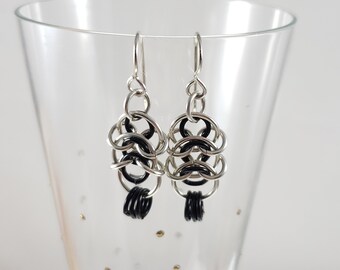 Japanese Pattern Chain Maille Earrings Sterling Silver Handmade Chain Mail - Etsy