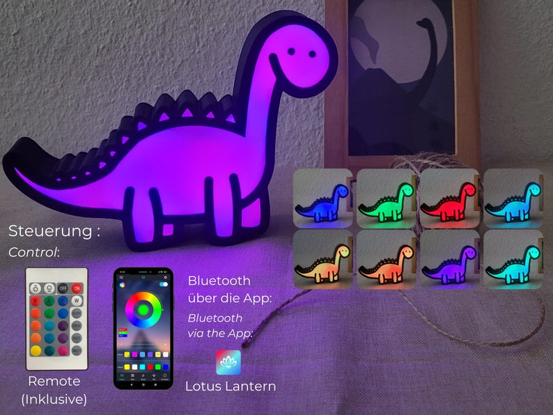 LUMO - Lámpara de dinosaurio - Decoración LED para habitación infantil ...
