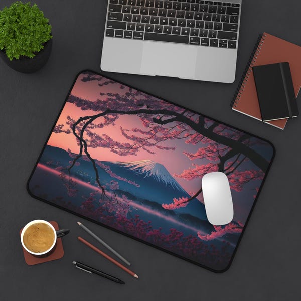 Japanese Sakura Art Desk Mat - Etsy