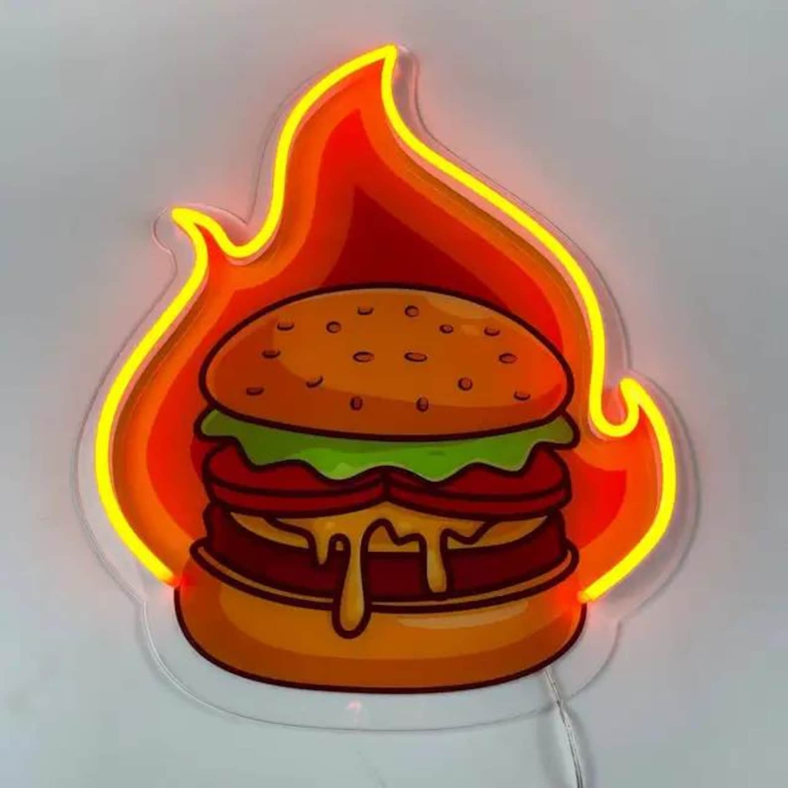 Neon Custom Sign WITH GIFT| Burger Neon Sign Fast Food| Snack Food Neon ...