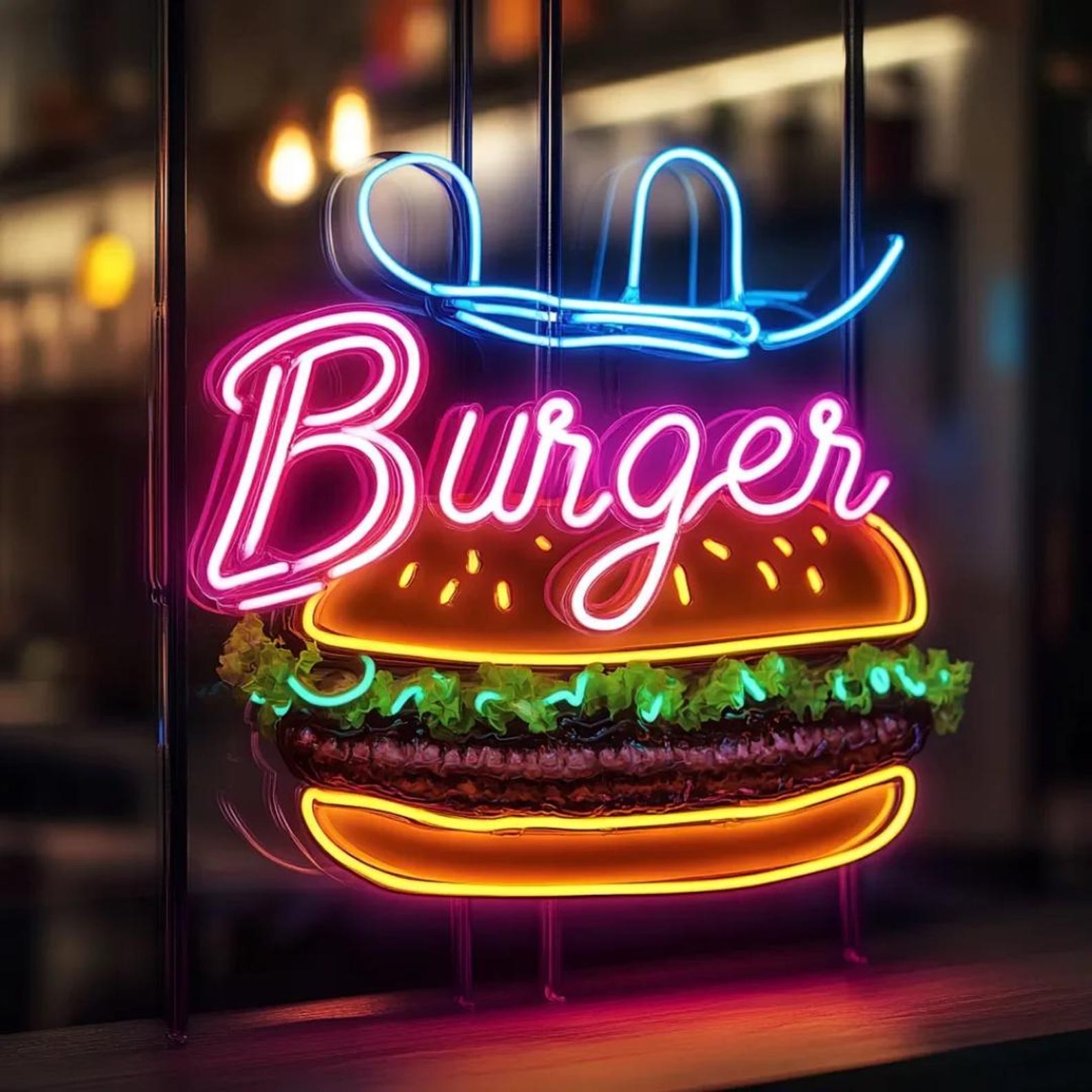 Neon Custom Sign WITH GIFT| Burger Neon Sign Fast Food| Snack Food Neon ...