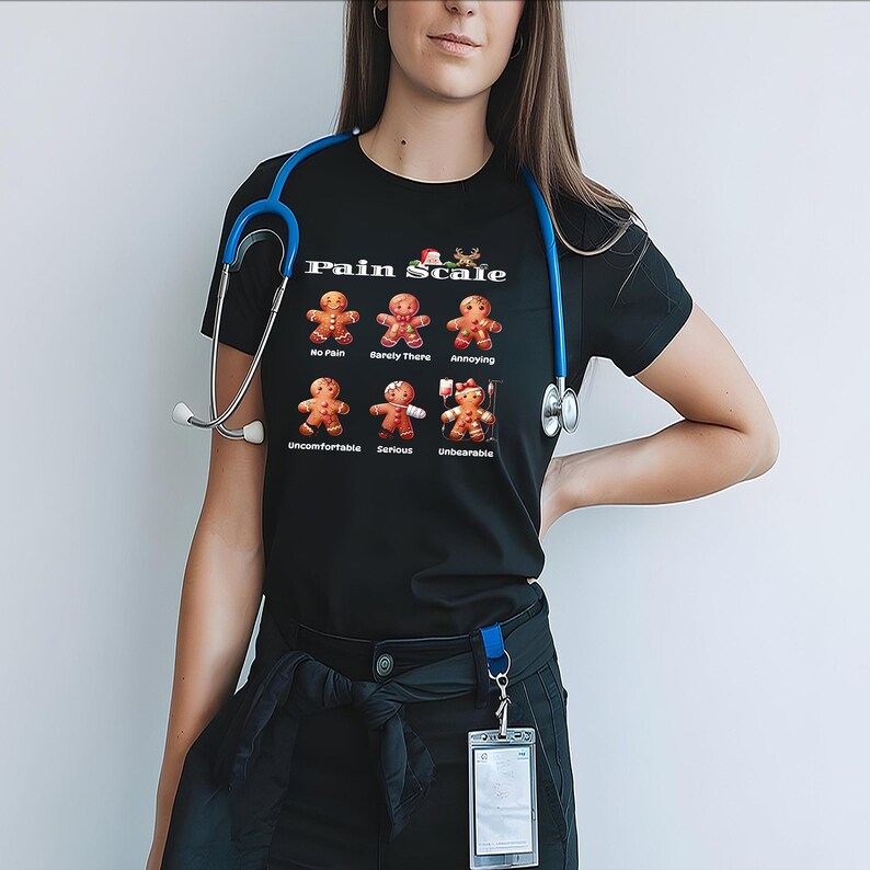 Gingerbread Pain Scale T-shirt, Funny Pain Level Tee, Softstyle Unisex ...