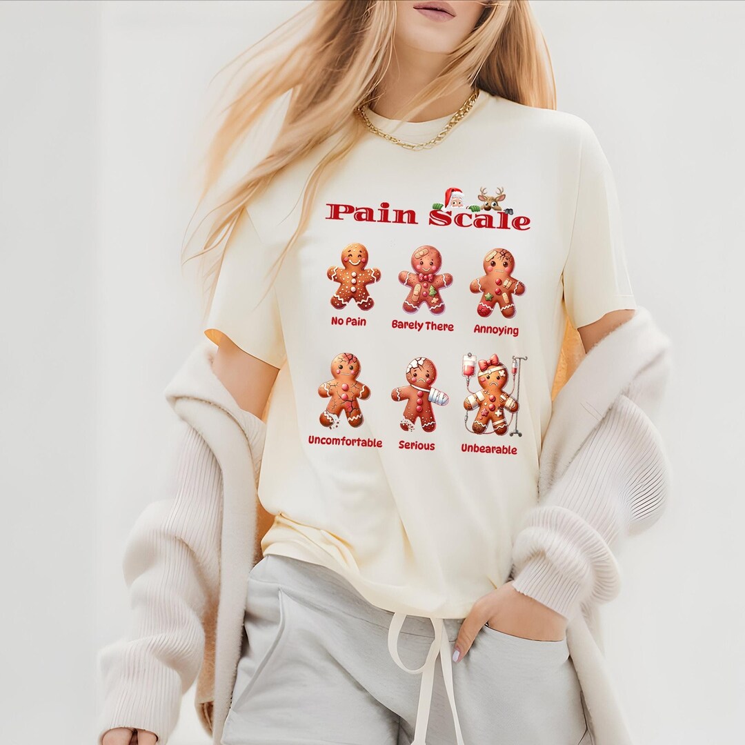 Gingerbread Pain Scale T-shirt, Funny Pain Level Tee, Softstyle Unisex ...