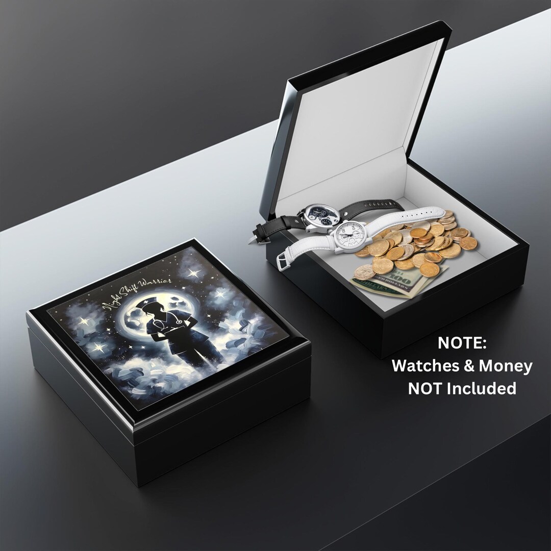 Jewelry Box, Night Shift Warrior Nurse Silhouette Moon Celestial ...