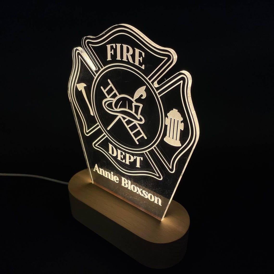 Custom Firefighter Night Light, Personalized Fireman Lamp, Firefighter ...