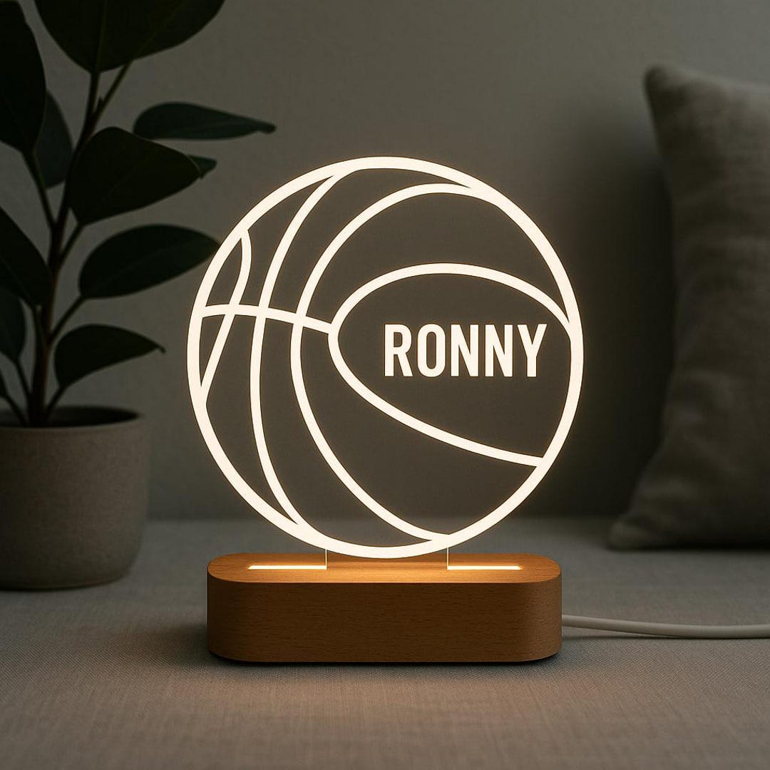 Personalized Basketball Night Light – Custom LED Lamp for Players ...