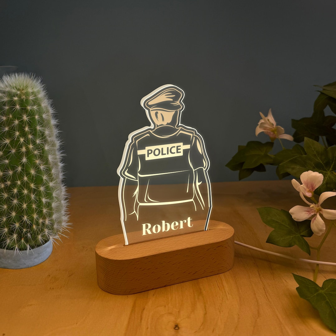 Personalized Police Officer Night Light – Custom LED Lamp for Law ...