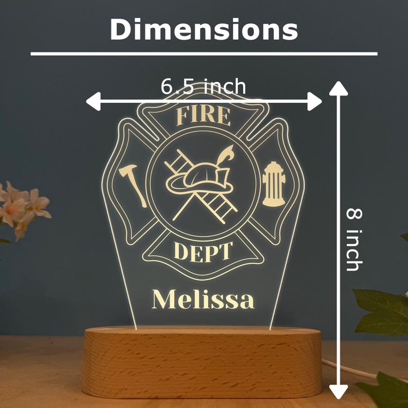 Custom Firefighter Night Light, Personalized Fireman Lamp, Firefighter ...