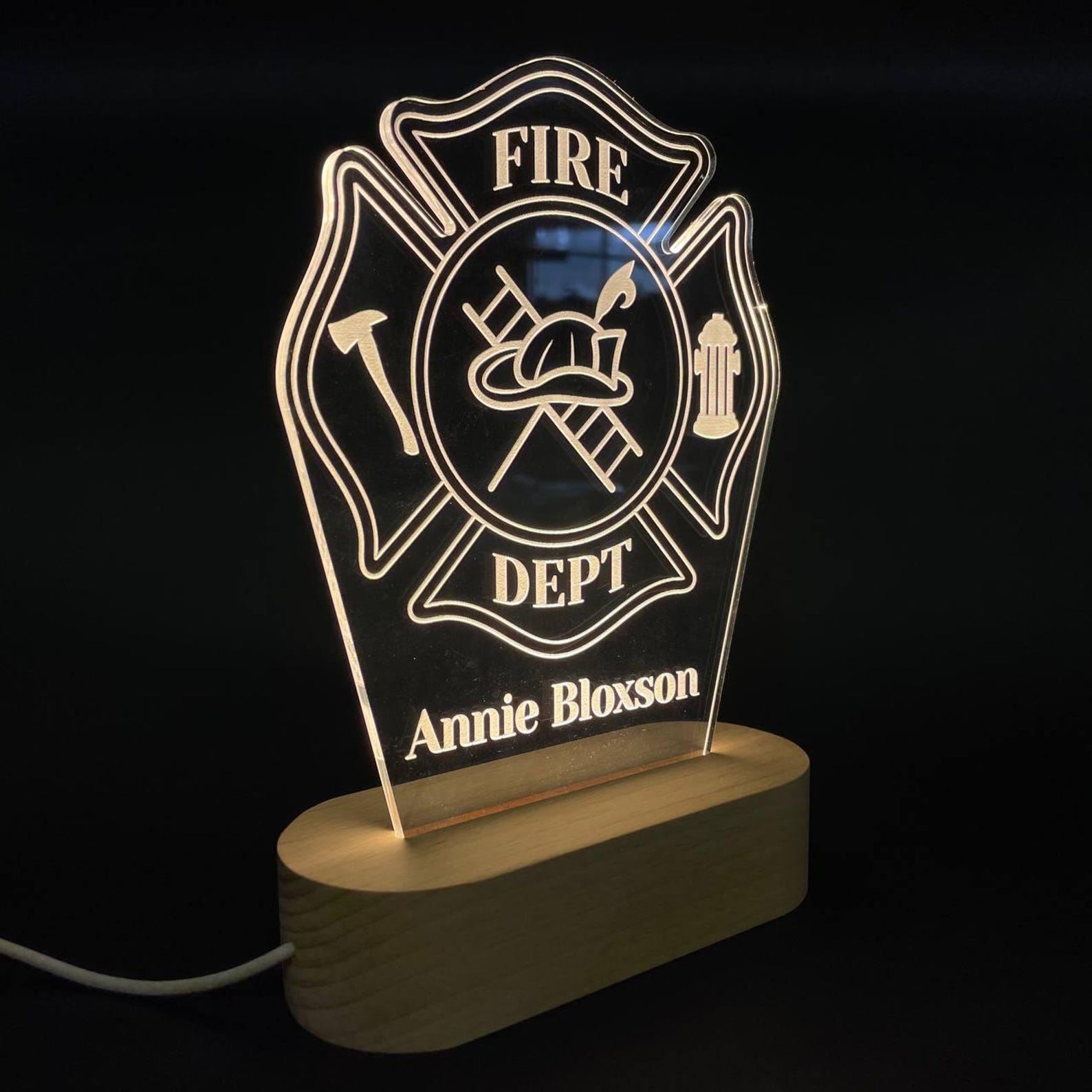 Custom Firefighter Night Light, Personalized Fireman Lamp, Firefighter ...