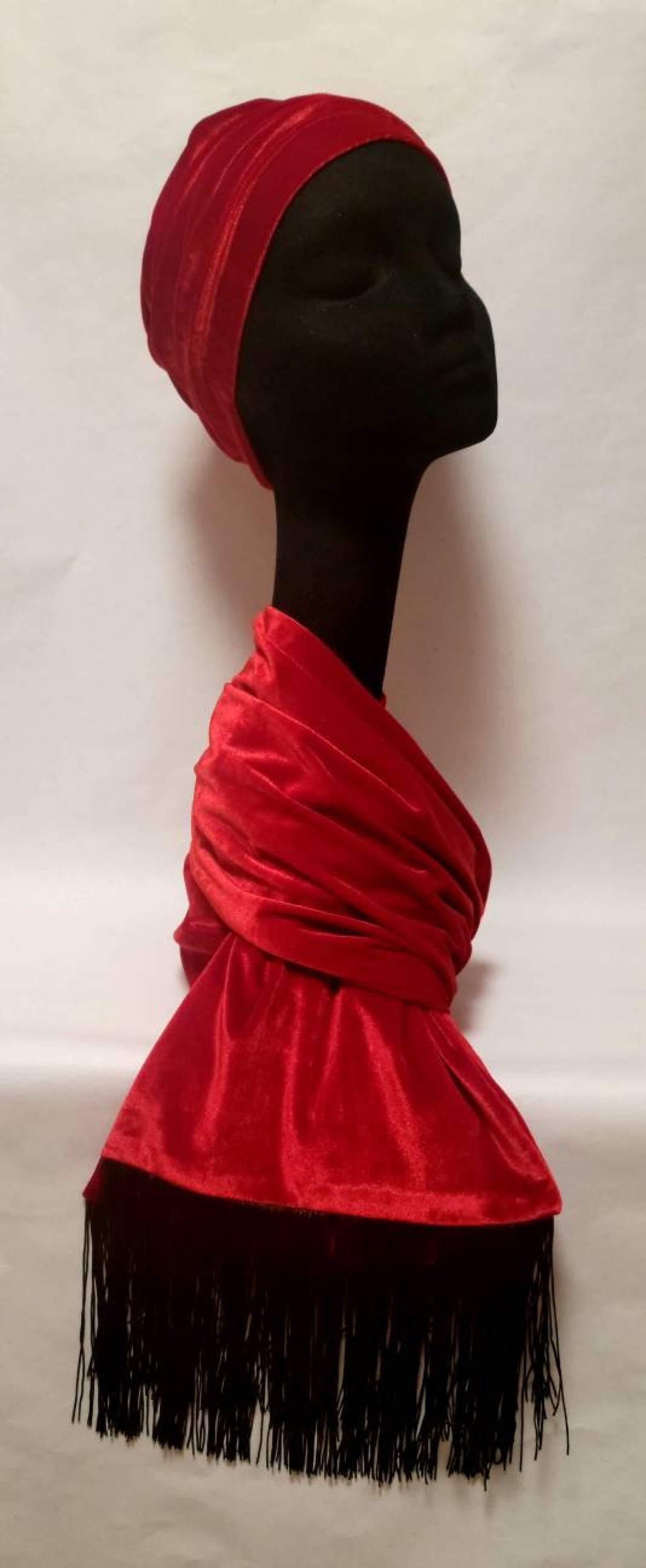Womens Red Hot Stretch Velvet Hat With Merrow Seams, Slounchy Beanie ...