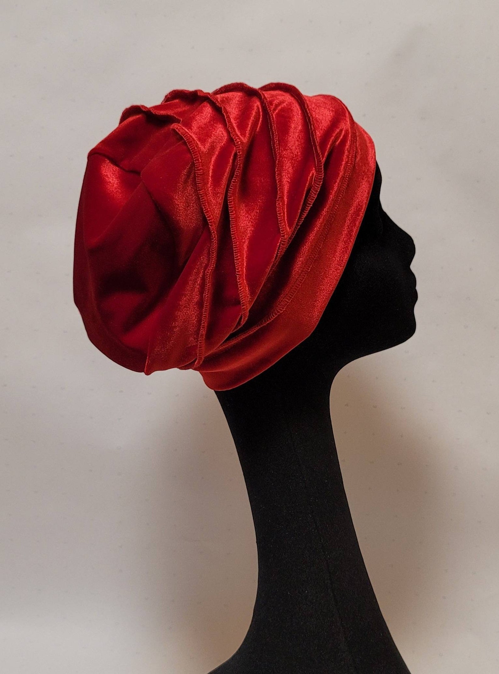 Womens Red Hot Stretch Velvet Hat With Merrow Seams, Slounchy Beanie ...