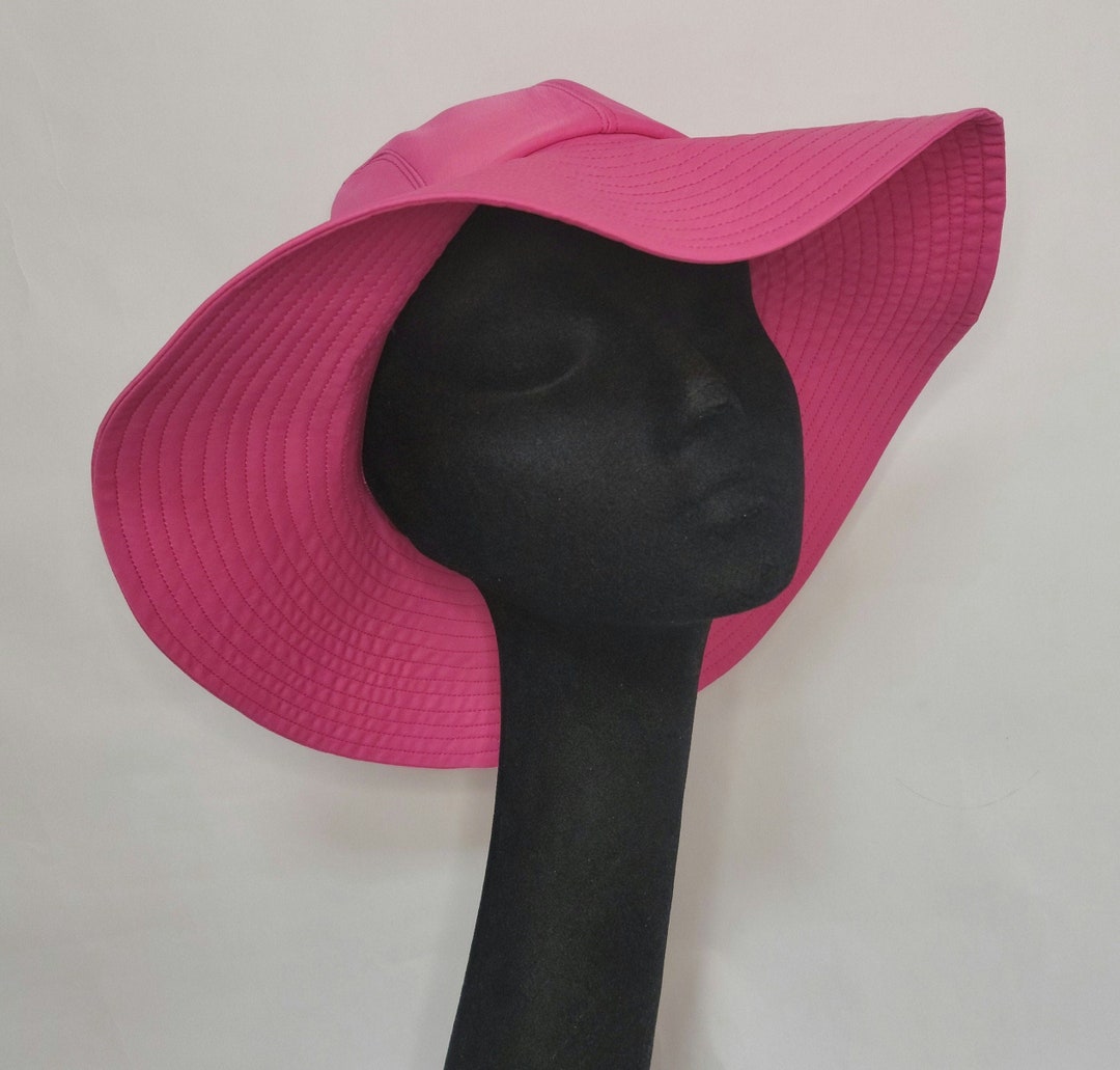 Hot Pink Sun Hat: Wide Brim Twill Beach Hat, Handmade USA - Etsy