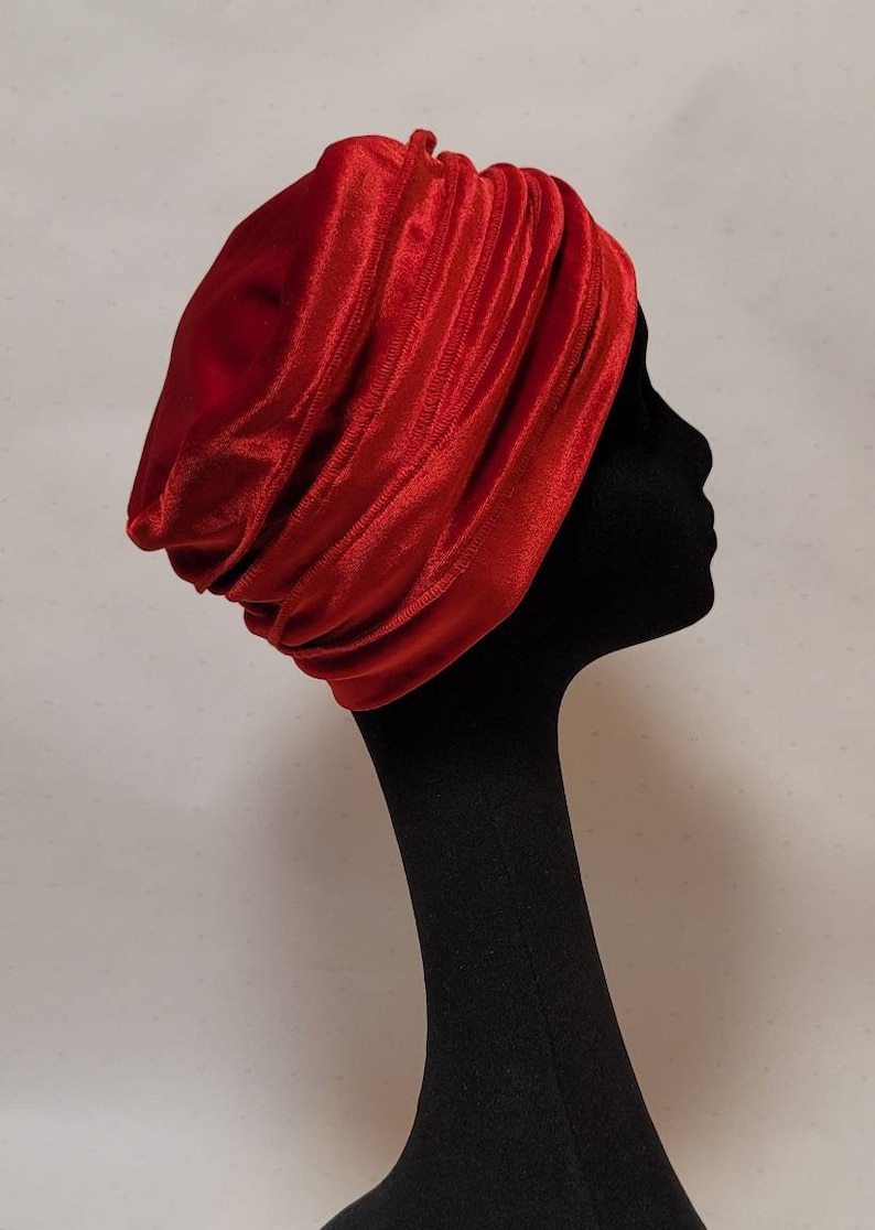 Womens Red Hot Stretch Velvet Hat With Merrow Seams, Slounchy Beanie ...