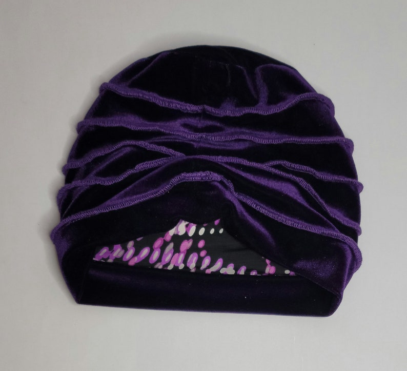 Handmade Dark Purple Velvet Lined Slouchy Beanie Hat - Etsy