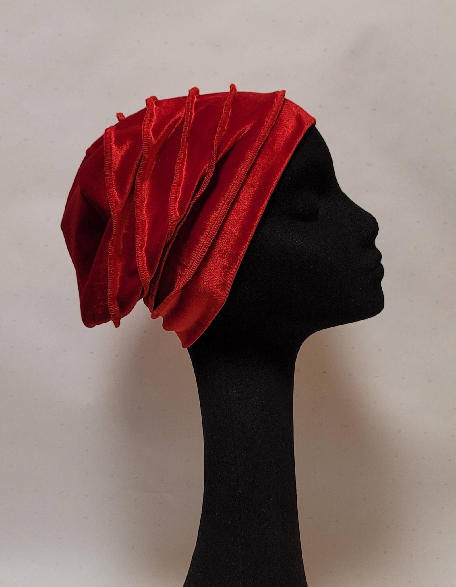 Womens Red Hot Stretch Velvet Hat With Merrow Seams, Slounchy Beanie ...
