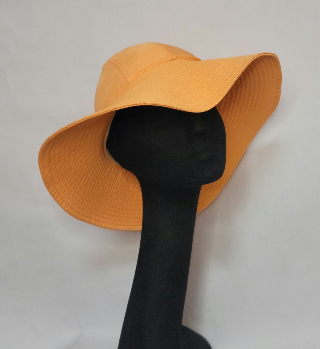 Tangerine Sun Hat: Wide Brim Twill Beach Hat - Etsy