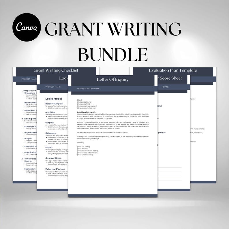 Grant Writing Templates Bundle | Instant Download | Fully Customizable ...