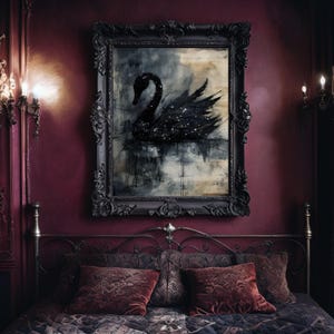 Dark Academia Swan Art Print, Gothic Victorian Wall Art Printable ...