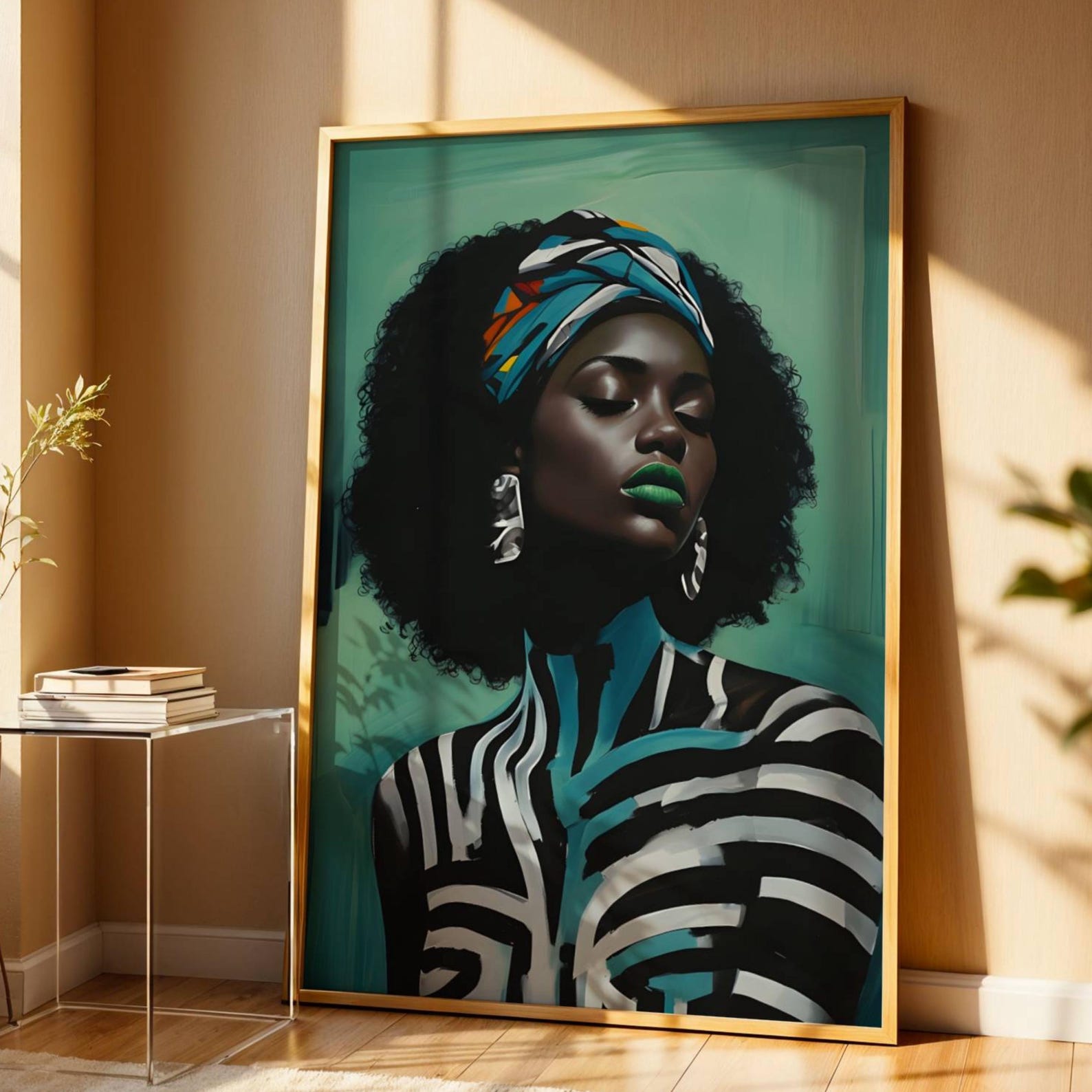 Black Woman Abstract Brushstroke Art Print, Afro Minimalist Painting ...