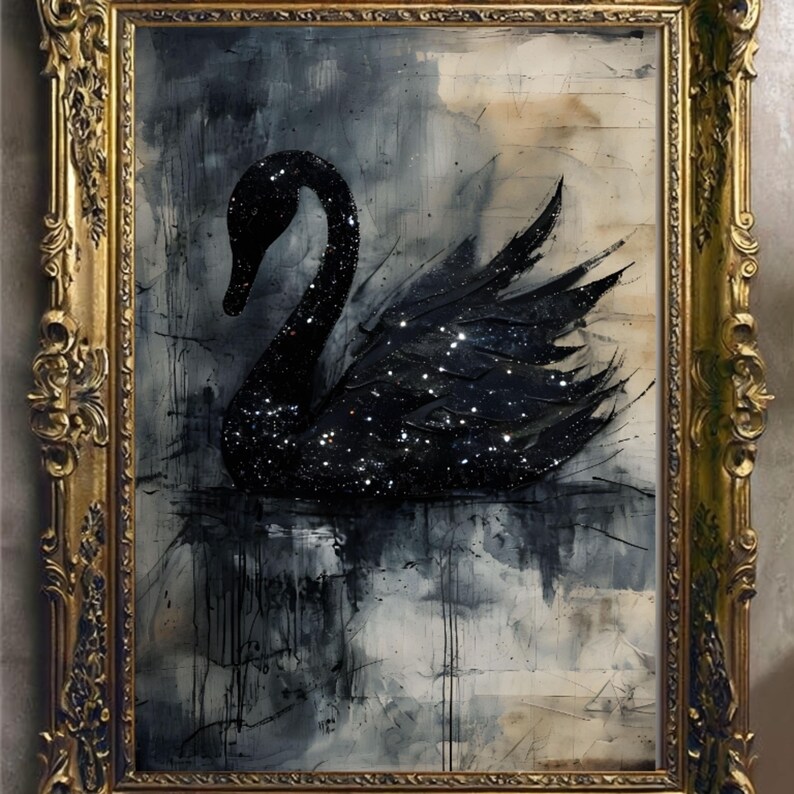 Dark Academia Swan Art Print, Gothic Victorian Wall Art Printable ...