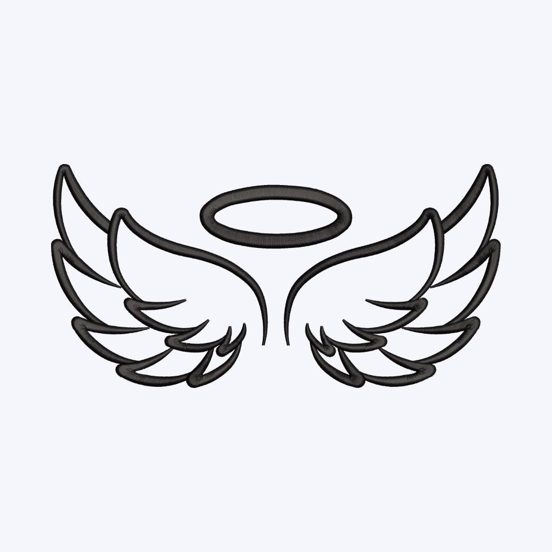 Halo Angel Wings Embroidery Design, Perfect for Machine Embroidery ...