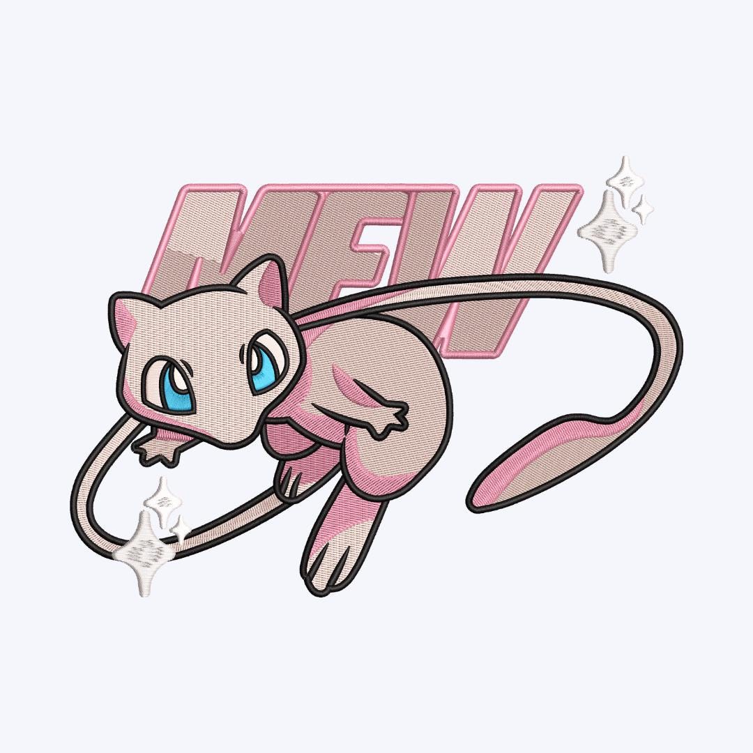 Cute Mew Machine Embroidery Design File, Cartoon Mew Embroidery Pattern ...