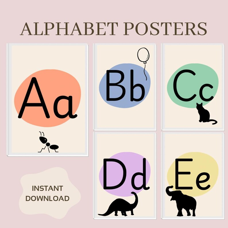 Alphabet Prints Pastel Classroom Decor, Literacy Display Early Literacy ...