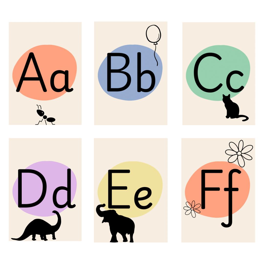Alphabet Prints Pastel Classroom Decor, Literacy Display Early Literacy ...